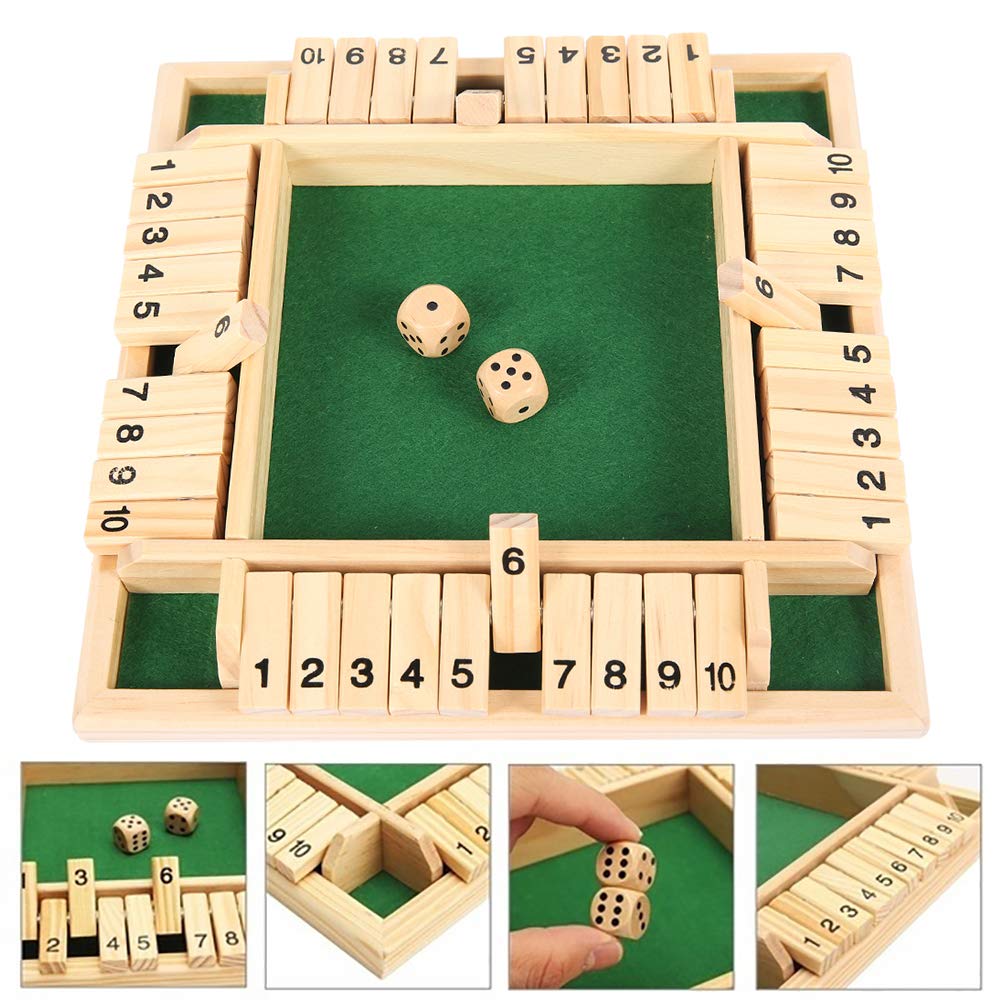Shut The Box Dice Game 1-4 Players,Classic 4 Sided Wooden Board Game ...