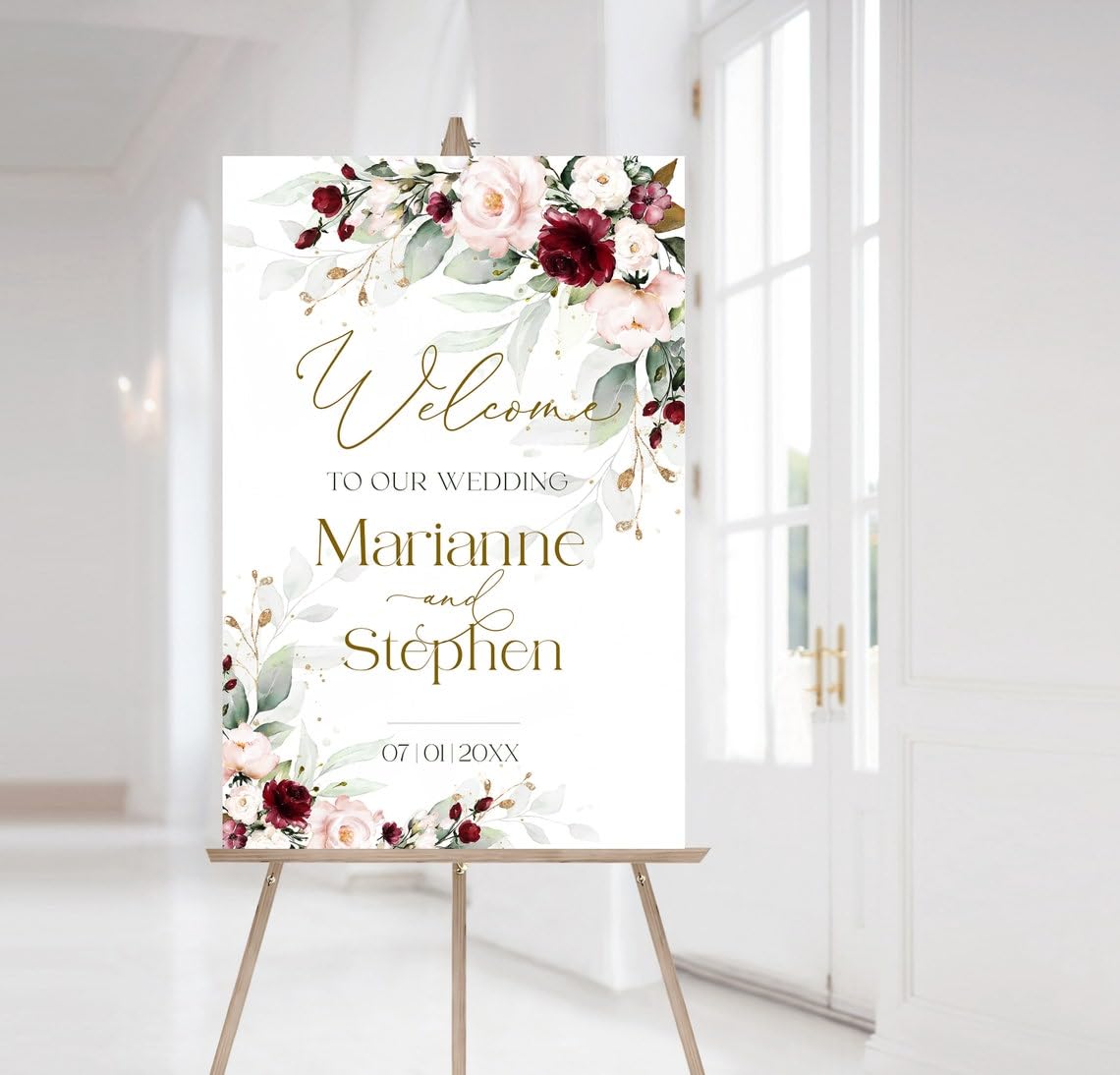 Amazon.com : Personalized Wedding Welcome Sign, Flowers Wedding Welcome ...