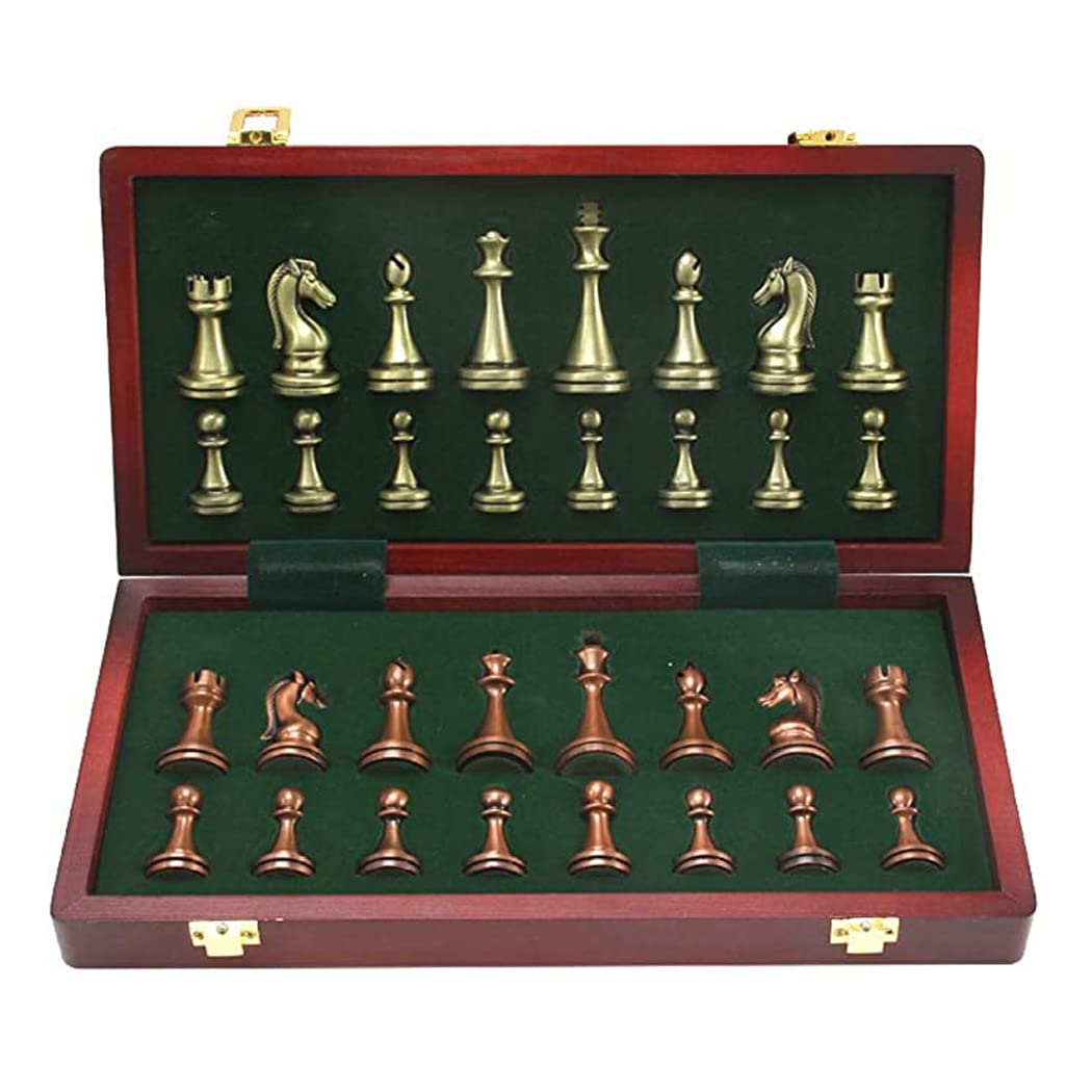 Large Metal Deluxe Chess Retro Copper Plated Alloy Chess Adult Set ...