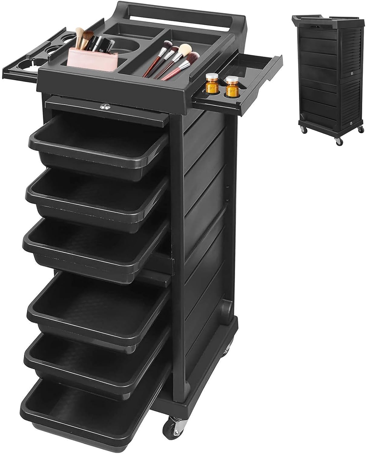 Amazon.com: EBANKU Salon Beauty Rolling Trolley Cart, Black Hair Salon ...