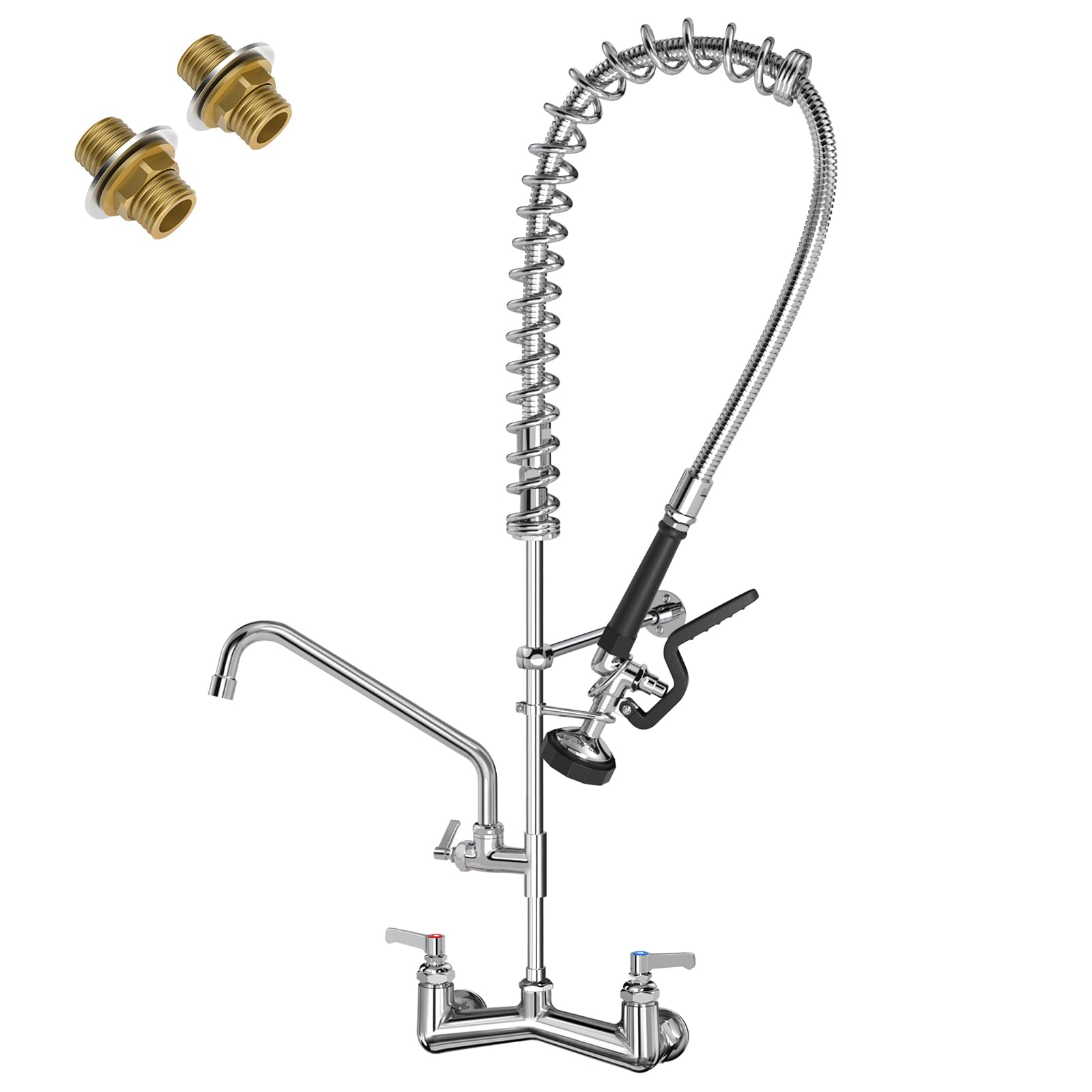 FAUAID Commercial Sink Faucet with Sprayer 36"Height 8"Center Brass ...