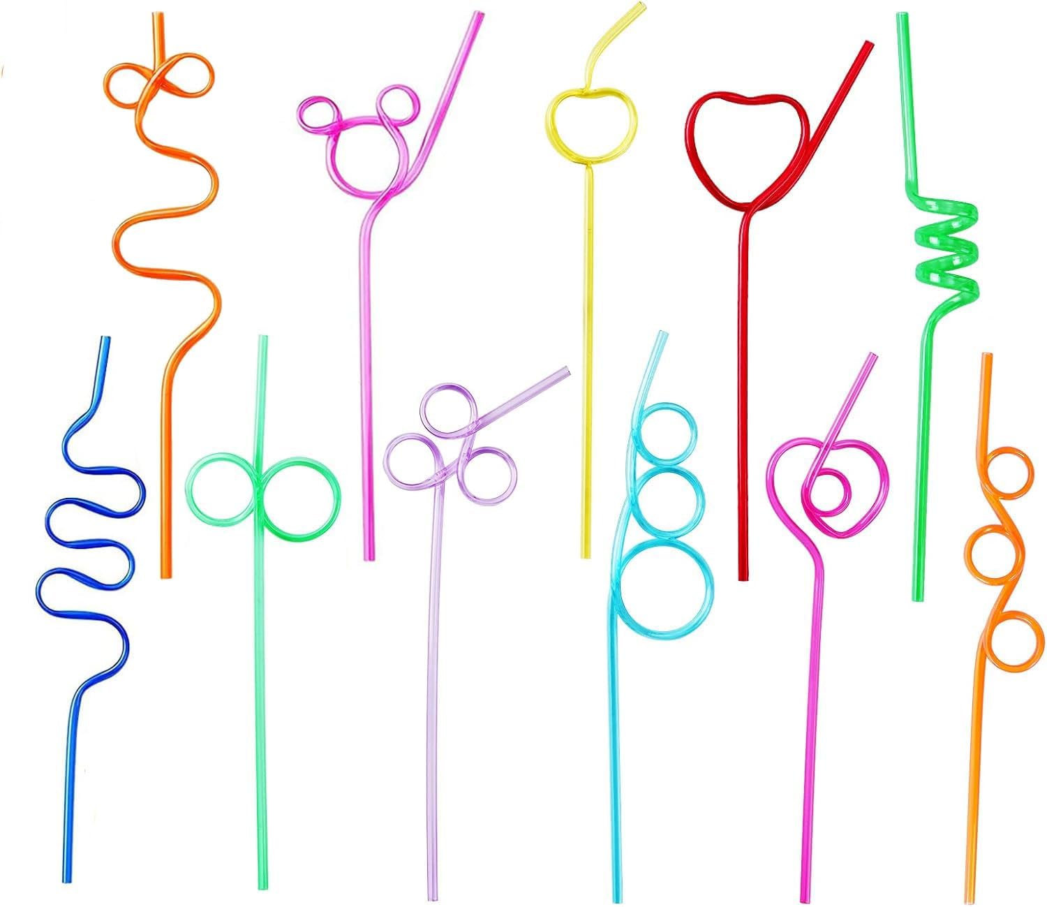 Amazon.com: 15pcs Crazy Drinking Straws Reusable Plastic Loop Curly for ...