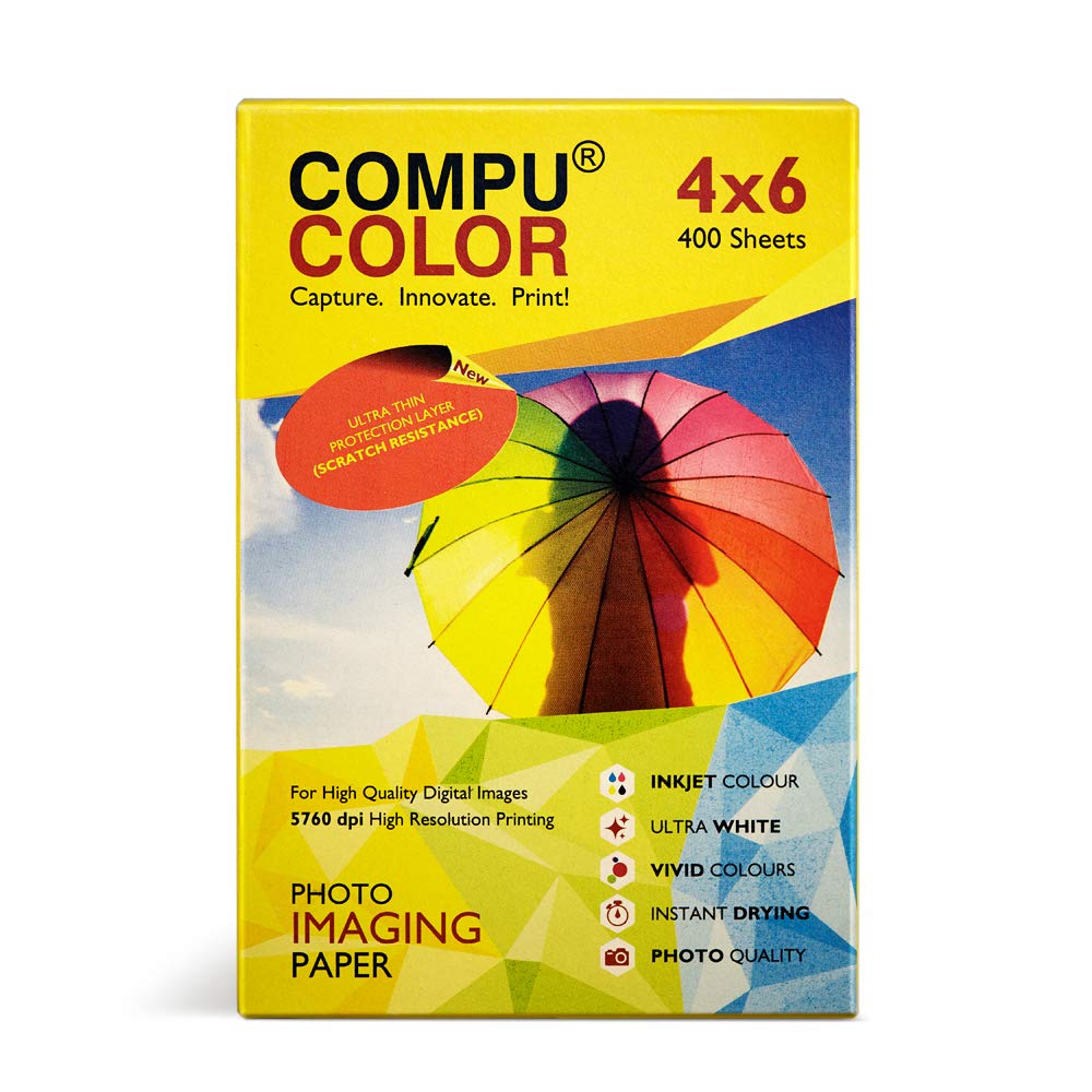 COMPUCOLOR- Resin Coated Glossy Photo Paper 270GSM (4x6 Inches, 400 ...