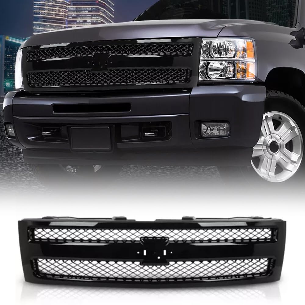 Amazon.com: POWECHOX Gloss Black Front Bumper Grille Compatible with ...