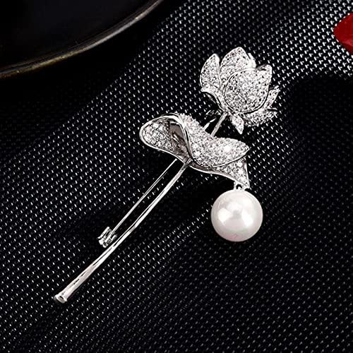 hcma Fleur Broche Jewelr Lotus Fleur Zircon Broche Broche pour Femmes ...