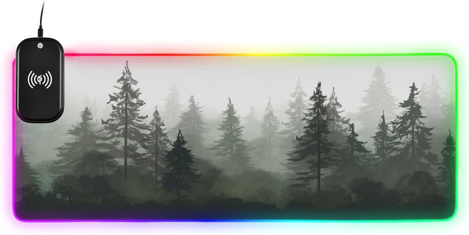 Amazon.com : WELLDAY Pine Trees RGB Gaming Mouse Pad, Large Extened LED ...