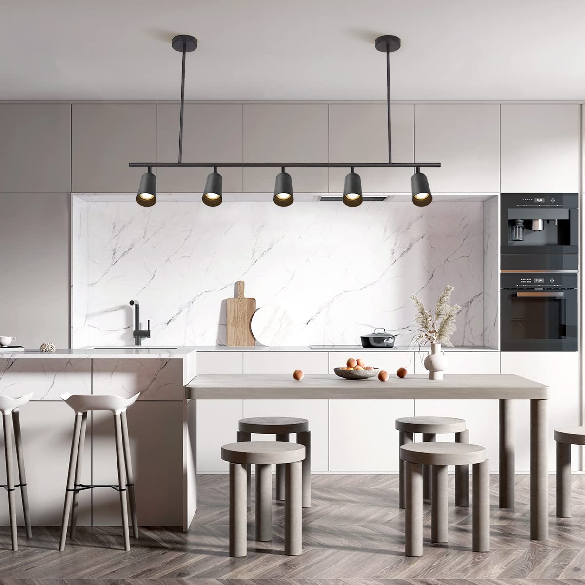 Snapklik.com : Matte Black Metal 5-Lights LED Linear Track Lighting Mid ...