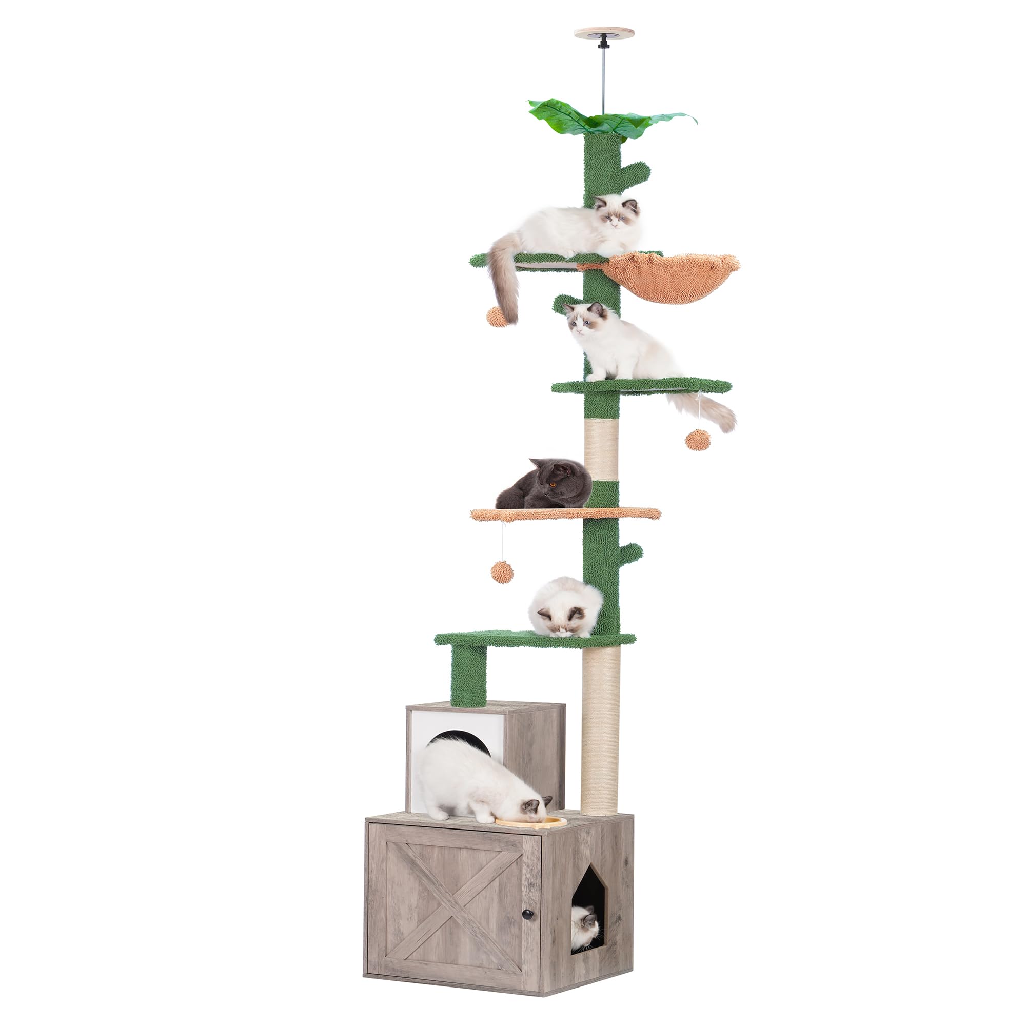 Snapklik.com : Heybly Cat Tree Floor To CeilingCactus Cat Tower