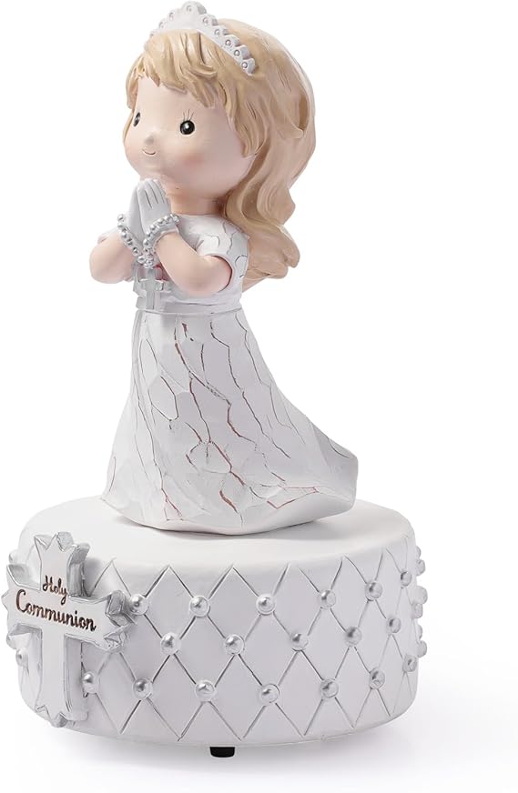 Amazon.com: KDVOG Holy Communion Girl Figurine with Resin Music Box ...