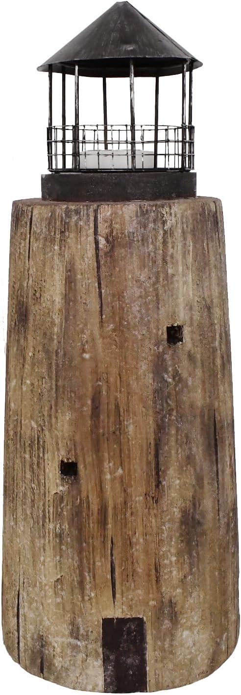 Amazon.com: Linfevisi Wooden Lighthouse Candle Holders Decorative Tea ...