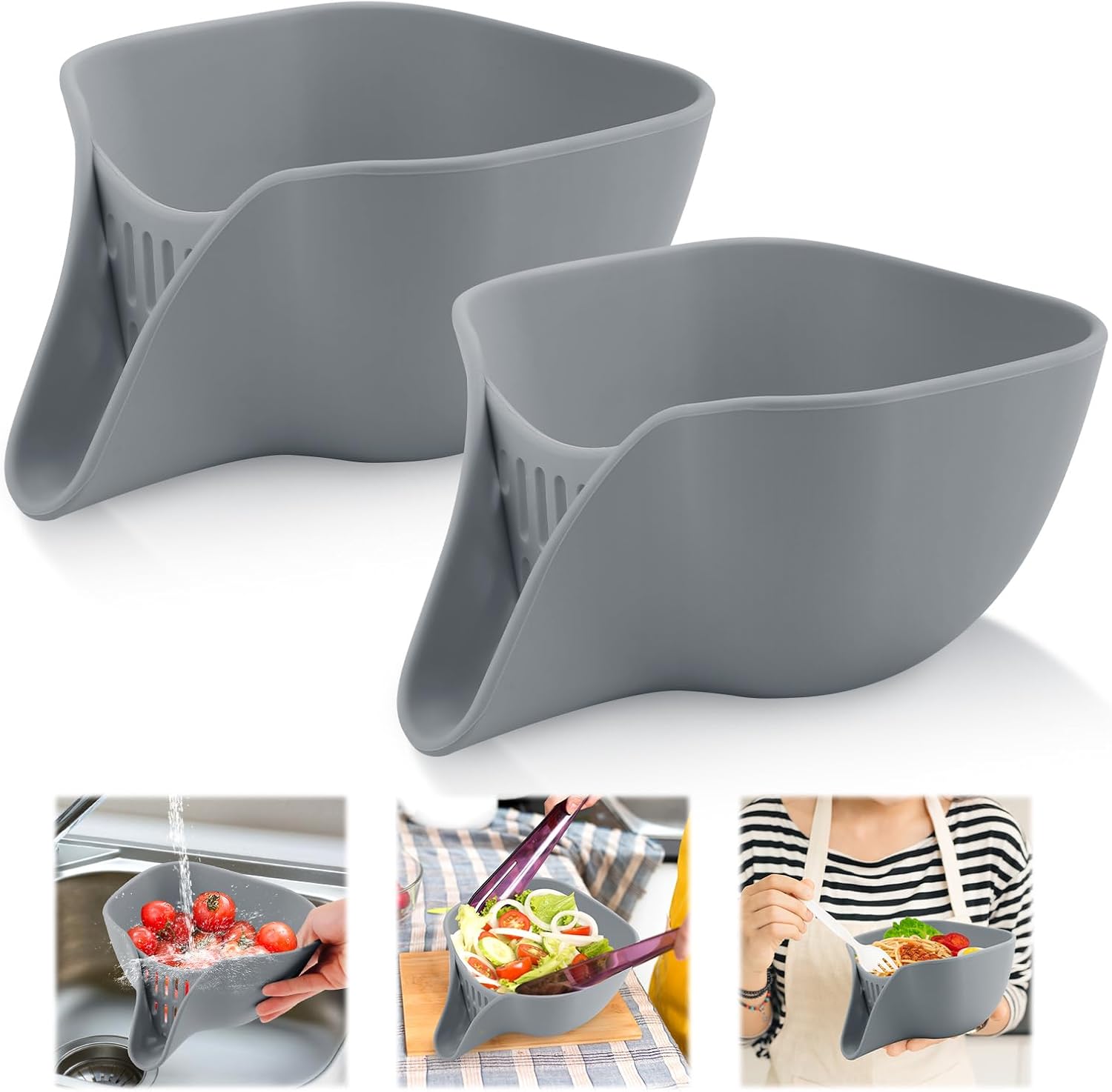 Amazon.com: PEUTIER 2pcs Multifunctional Silicone Drainer Basket ...