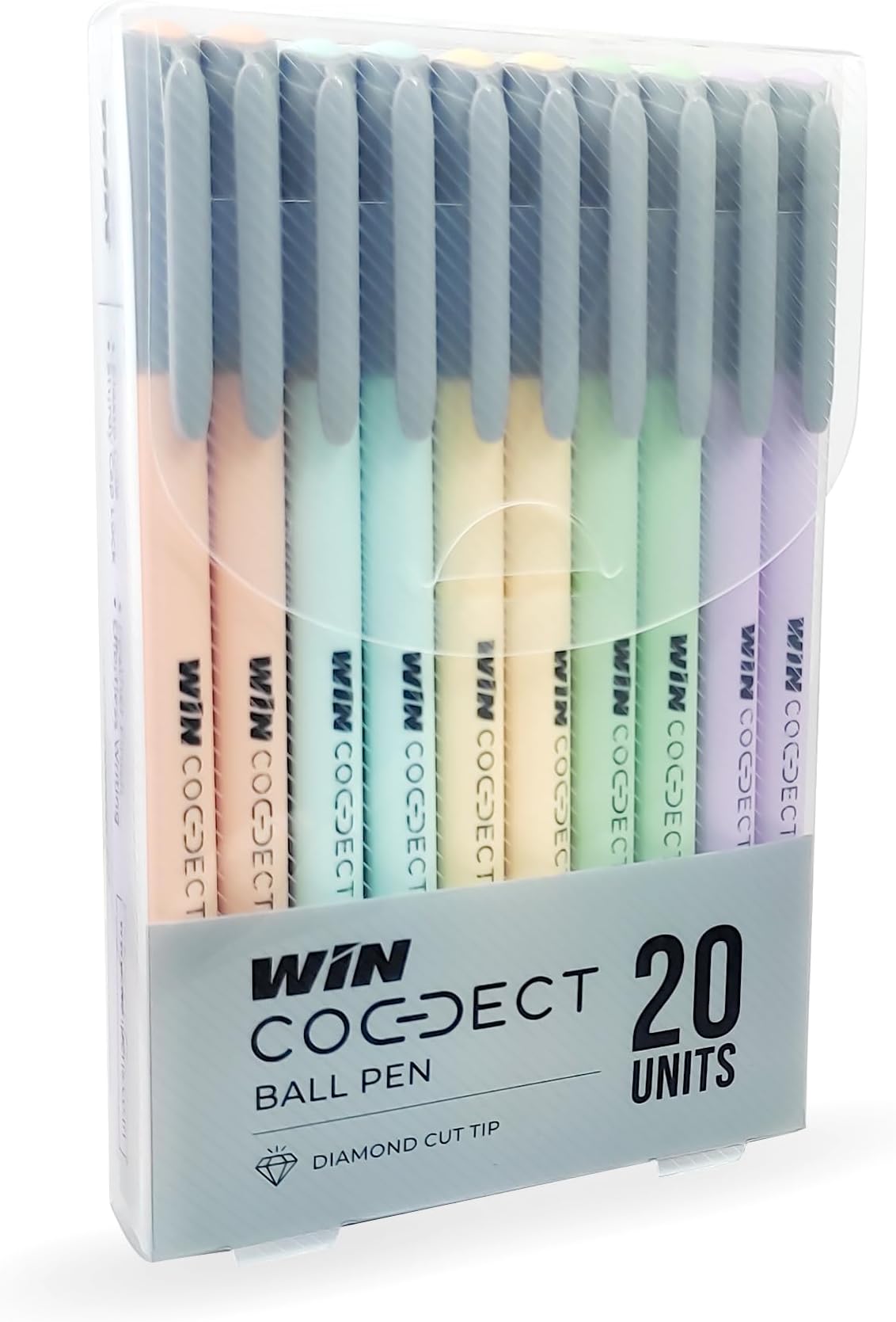 WIN Connect Ball Pens | Blister Pack, 20 Blue Ink Pens | Diamond Cut ...