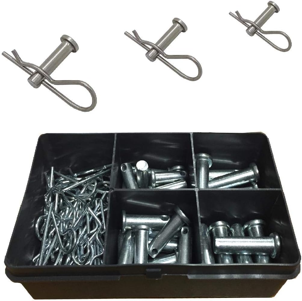60 x Assorted Metric Clevis Pin Fasterners & Retaining R Clips, Plated ...