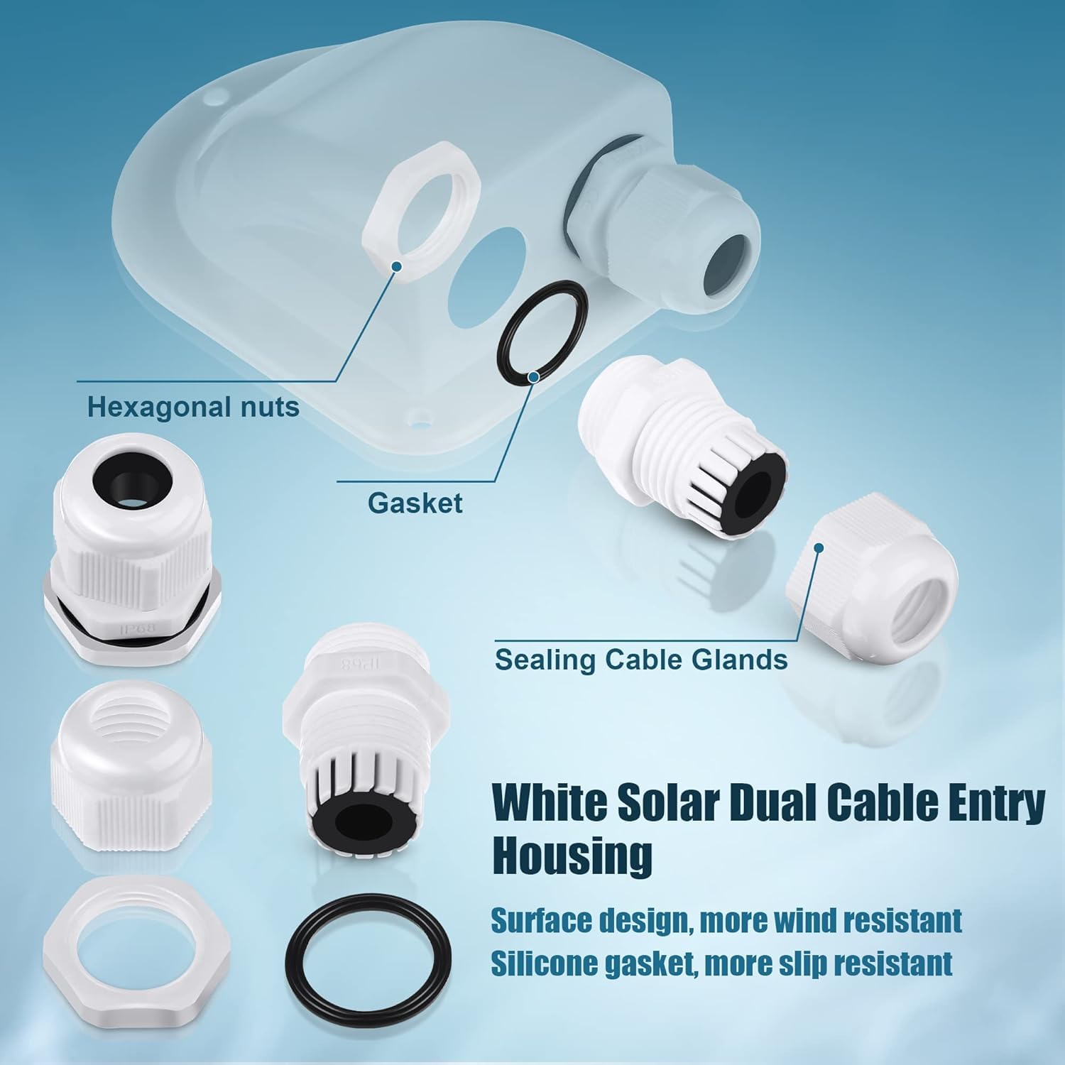 Snapklik.com : Enhon 4 Pack Solar Cable Entry Gland, Weather Resistant ...