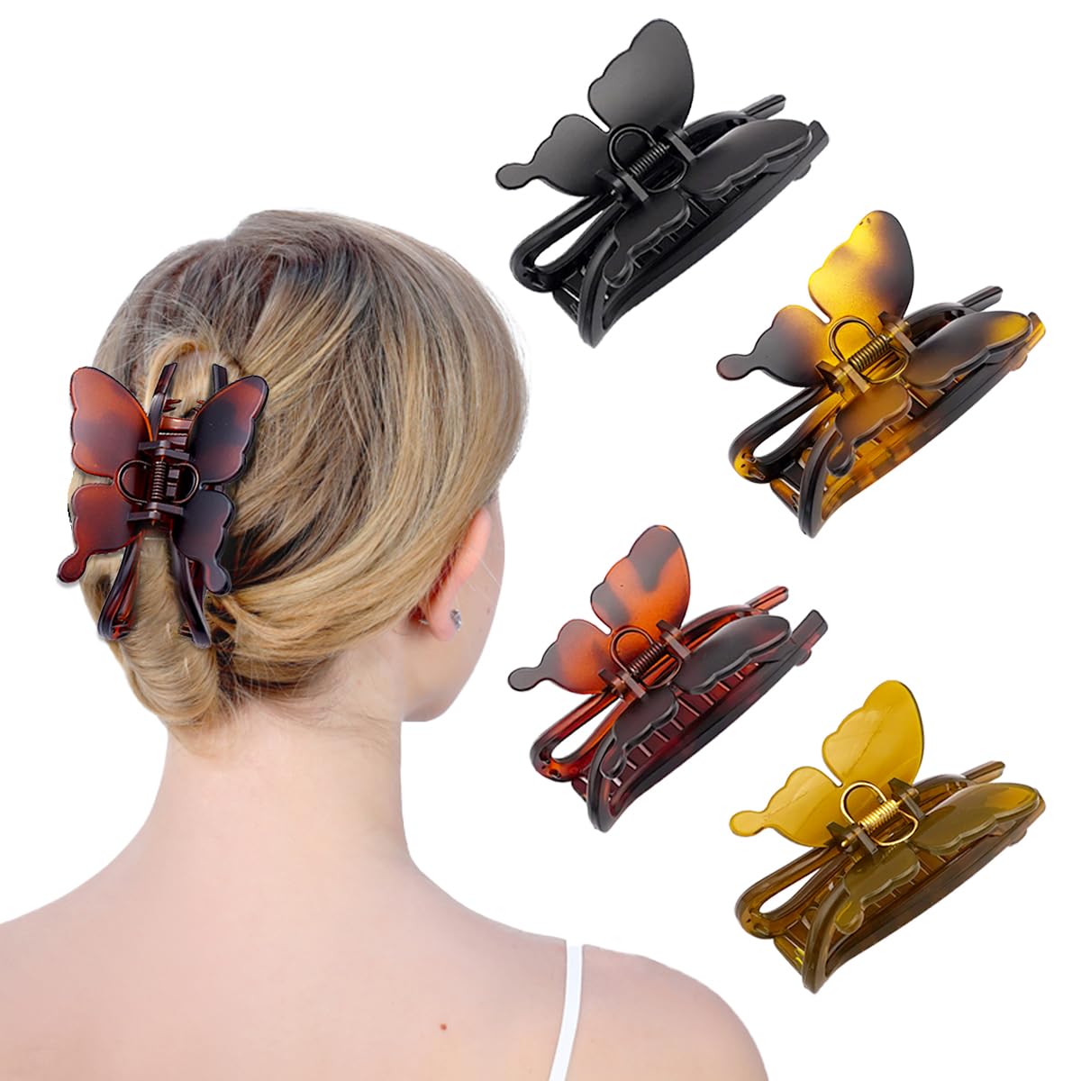 Amazon.com: URRYKID Butterfly Hair Clips - Matte Claw Clips for Women ...