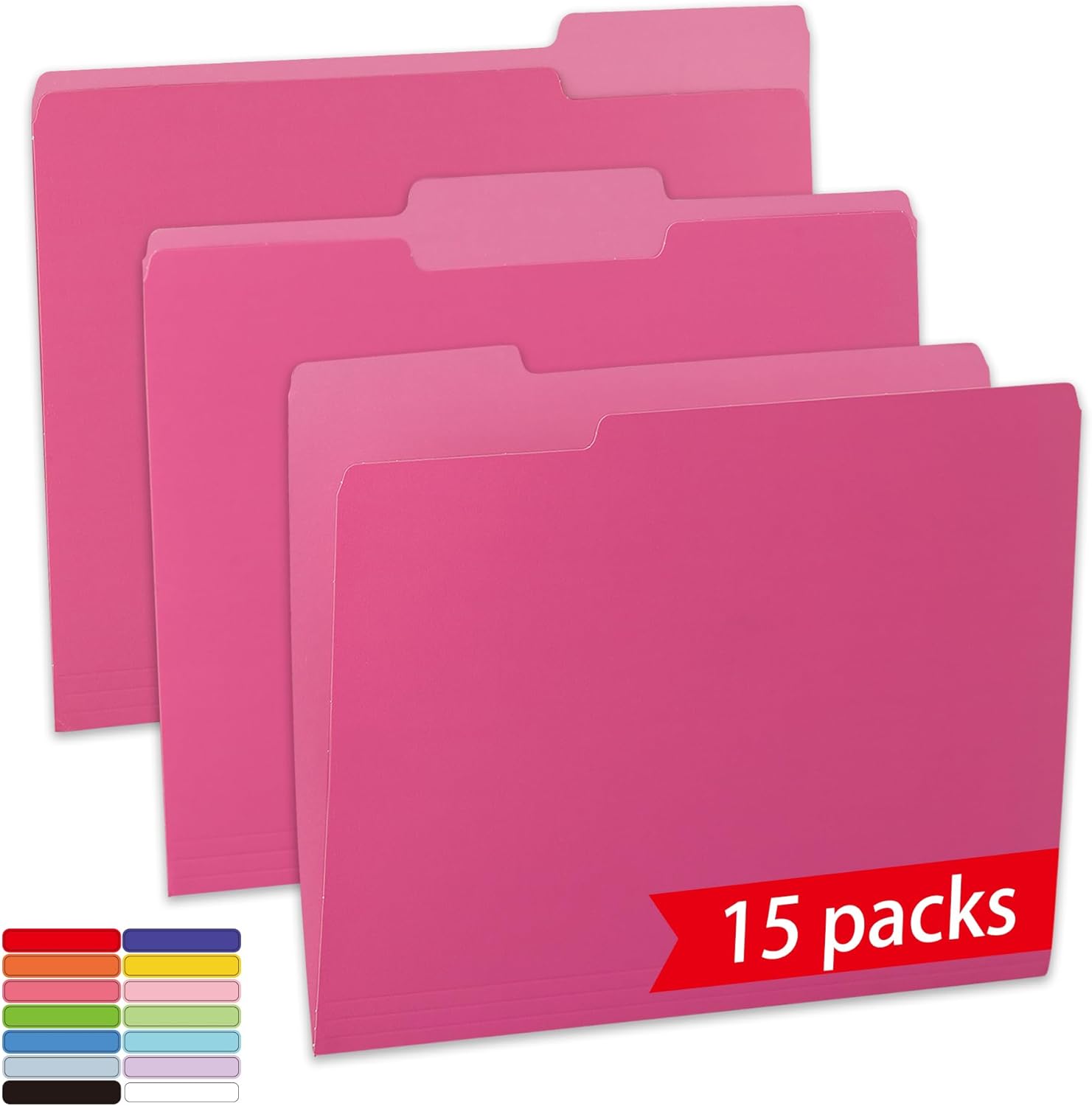 Amazon.com : 15 Packs Pink File Folder,1/3-Cut Tabs,File Folders Letter ...