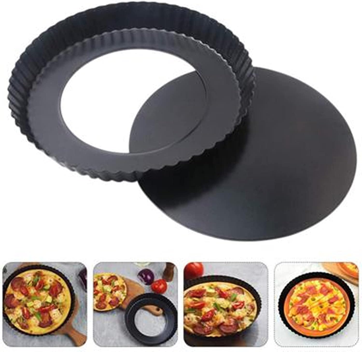 MobFest® 9 inch Non-Stick Tart Quiche Pizza Pan Round Pizza Cake Baking ...