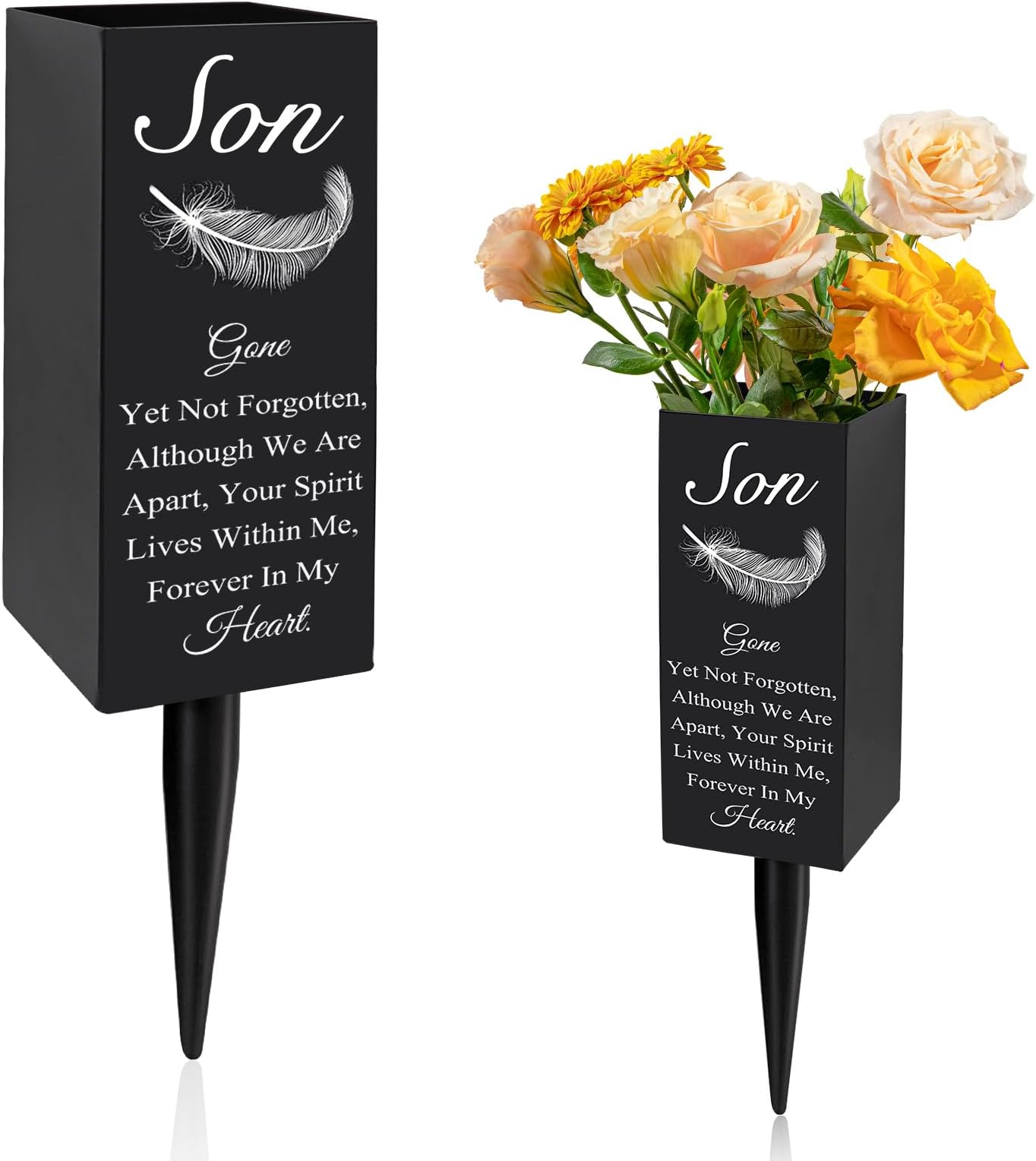 Amazon.com : Brother Metal Cemetery Vases - Grave Decorations with ...