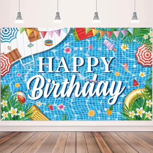 Amazon.com: Pool Birthday Party Decorations, Extra Large Size Happy ...