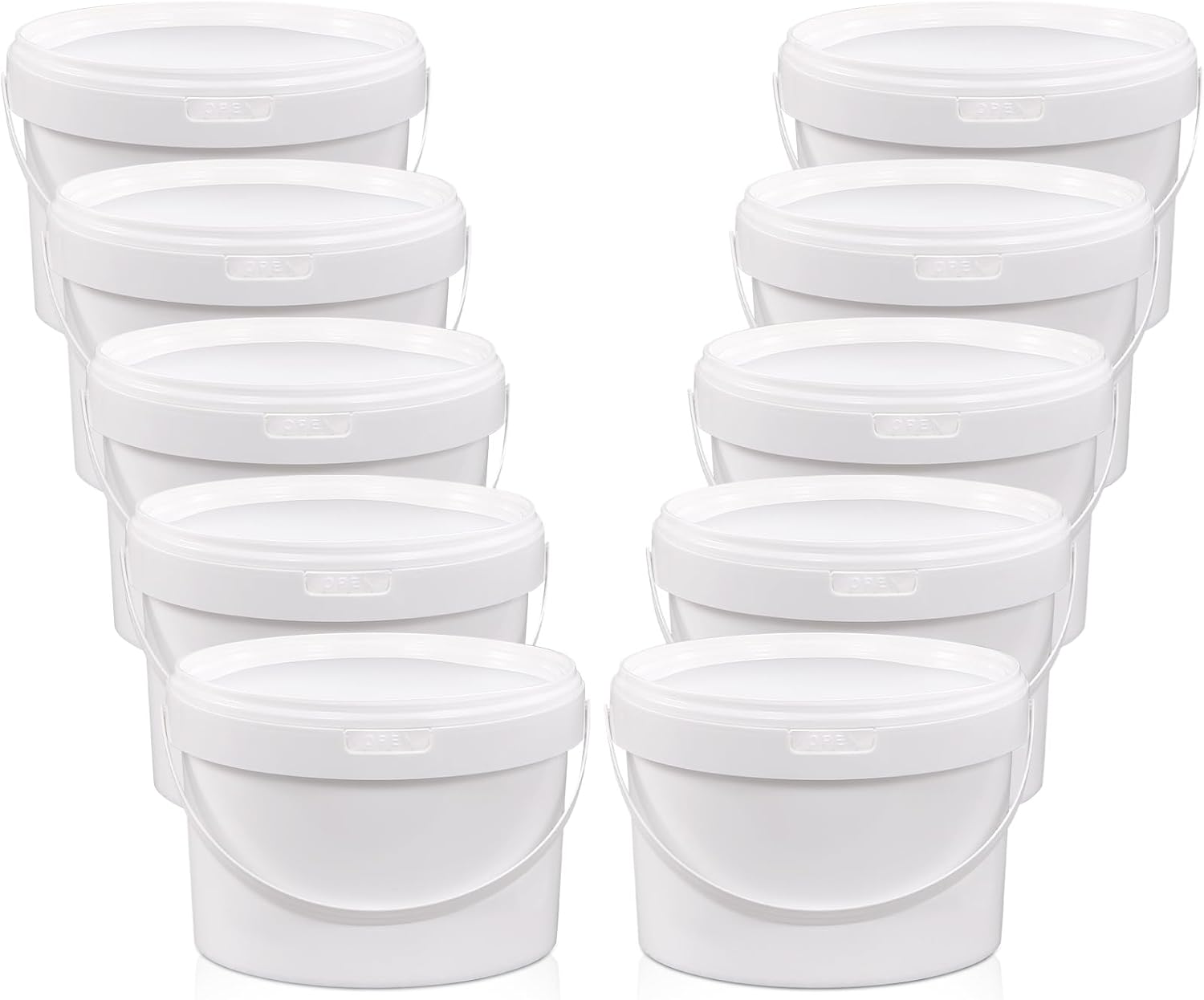 Amazon.com - UMETASS 10 Pack White Plastic Bucket with Handle and Lid ...