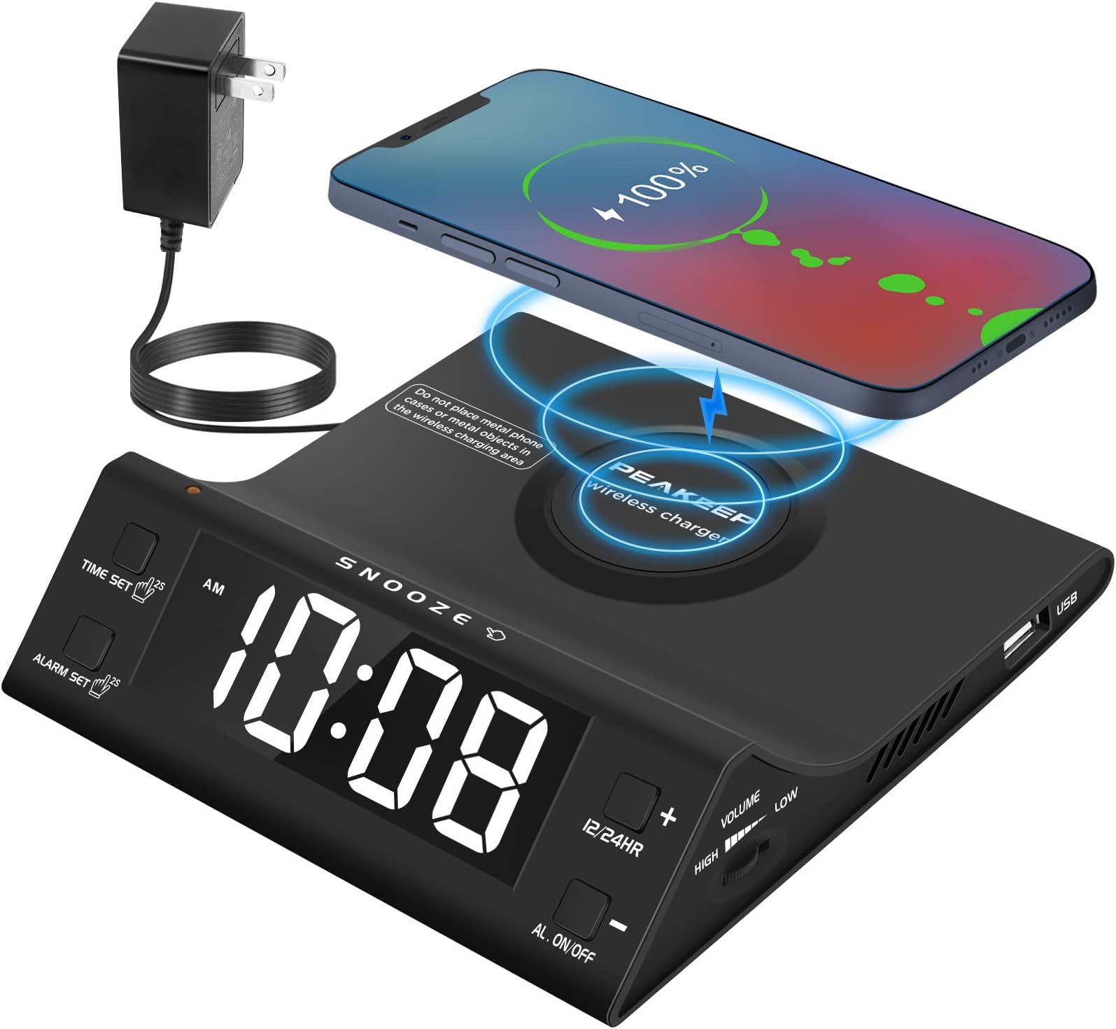 Amazon.com: Timex T128BQX6 Dual Alarm Clock with USB Charging and Night ...