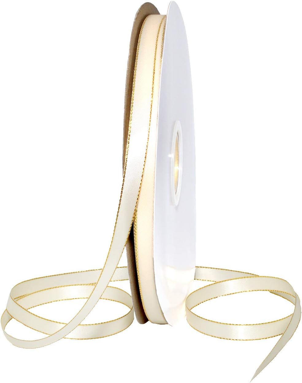 Amazon.com: Morex Ribbon Gold Edge Satin Ribbon, 3/8" x 100 Yd, Cream