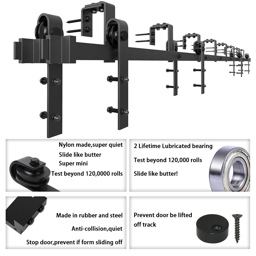Snapklik.com : WINSOON 18FT Sliding Bypass Barn Wood Door Hardware 8 ...