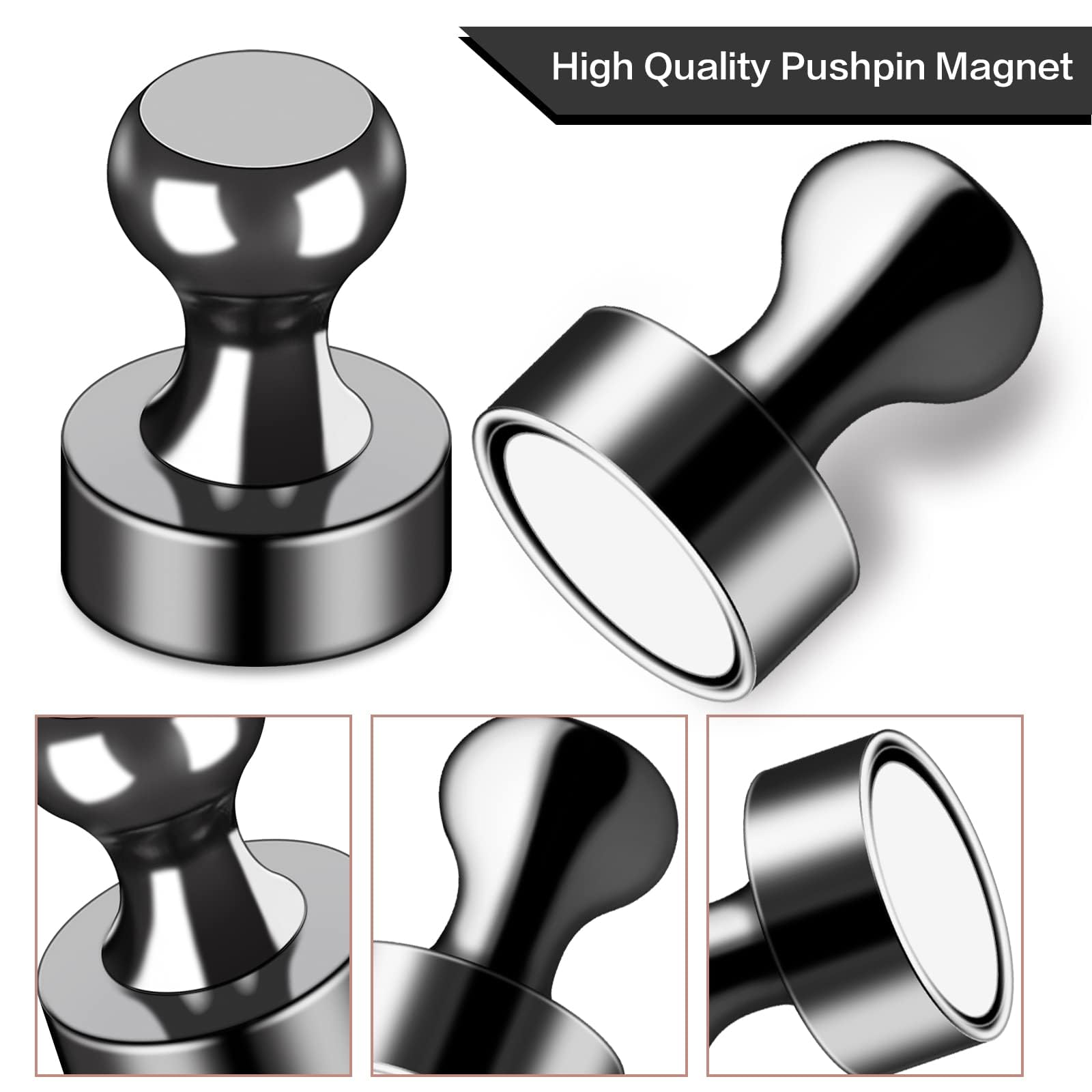 Snapklik.com : 120Pcs Fridge Magnets, Black Refrigerator Magnets Small ...