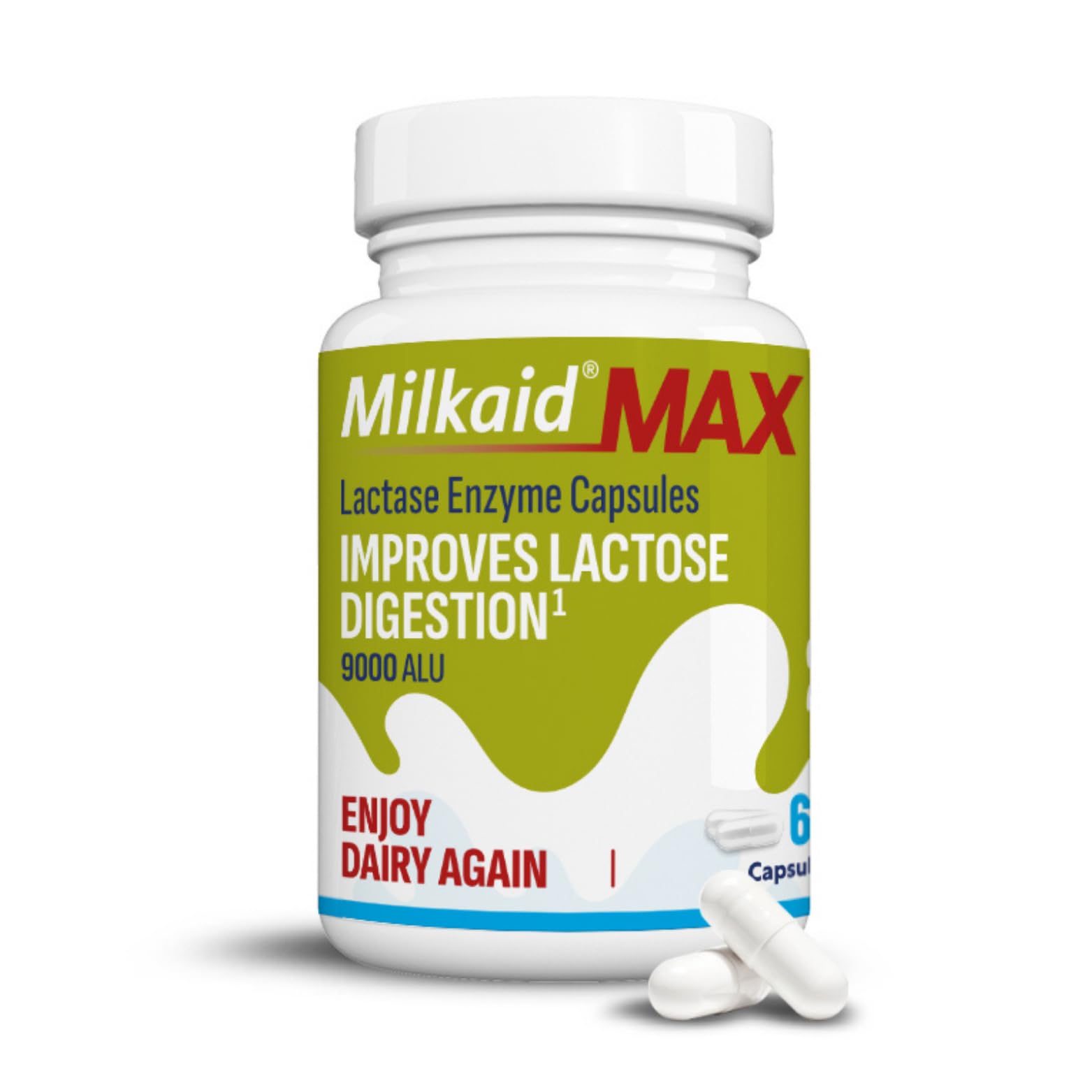 Milkaid Max Capsules for Lactose Intolerance Relief with Lactase Enzyme ...