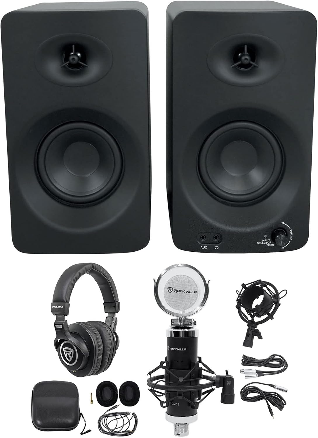 Amazon.com: Rockville 2 ASM4 4" Studio Monitors Computer Speakers w ...