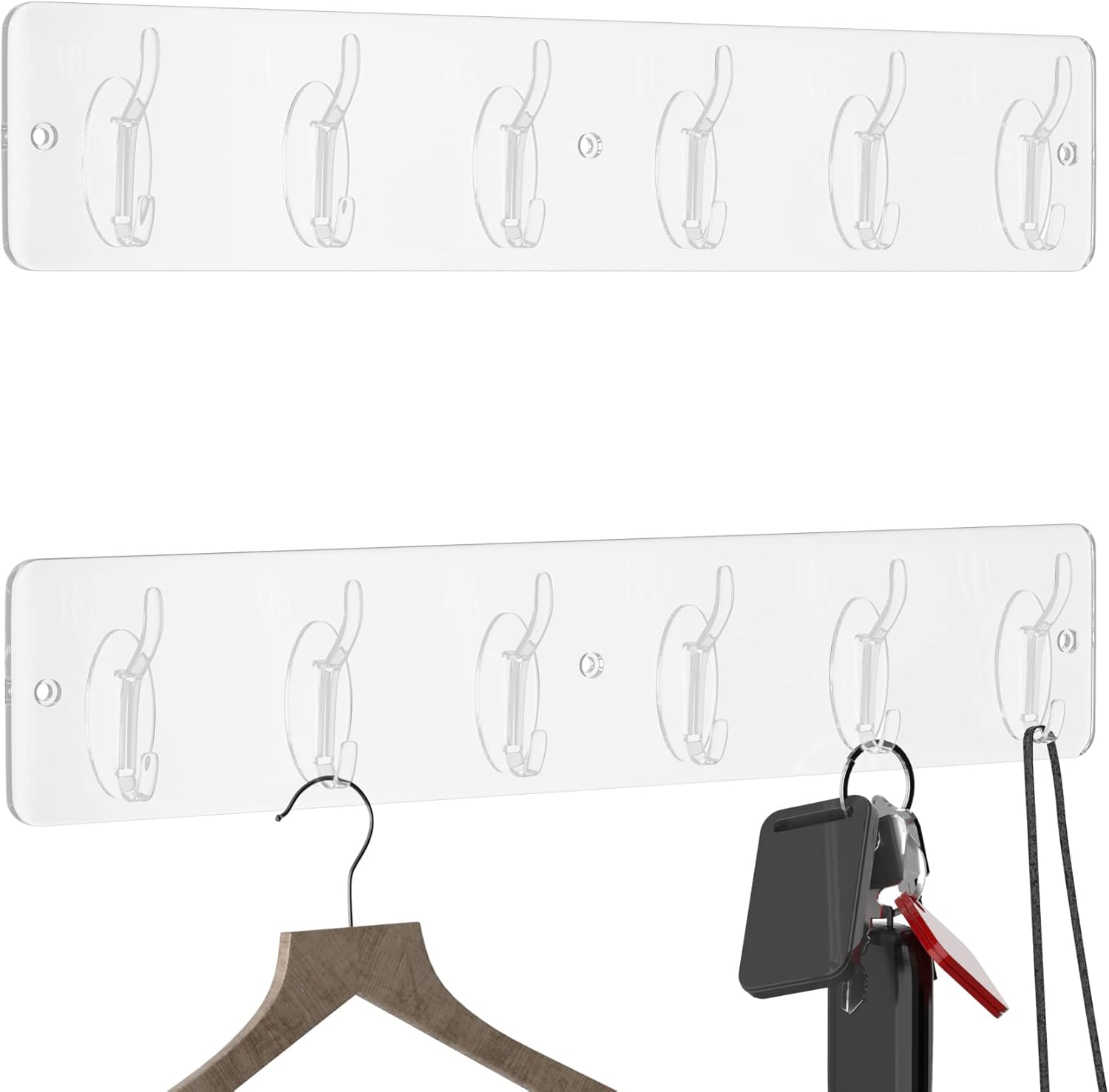 Amazon.com: Hexsonhoma Clear Coat Rack 6 Wall Hooks, 14 Inch Acrylic ...