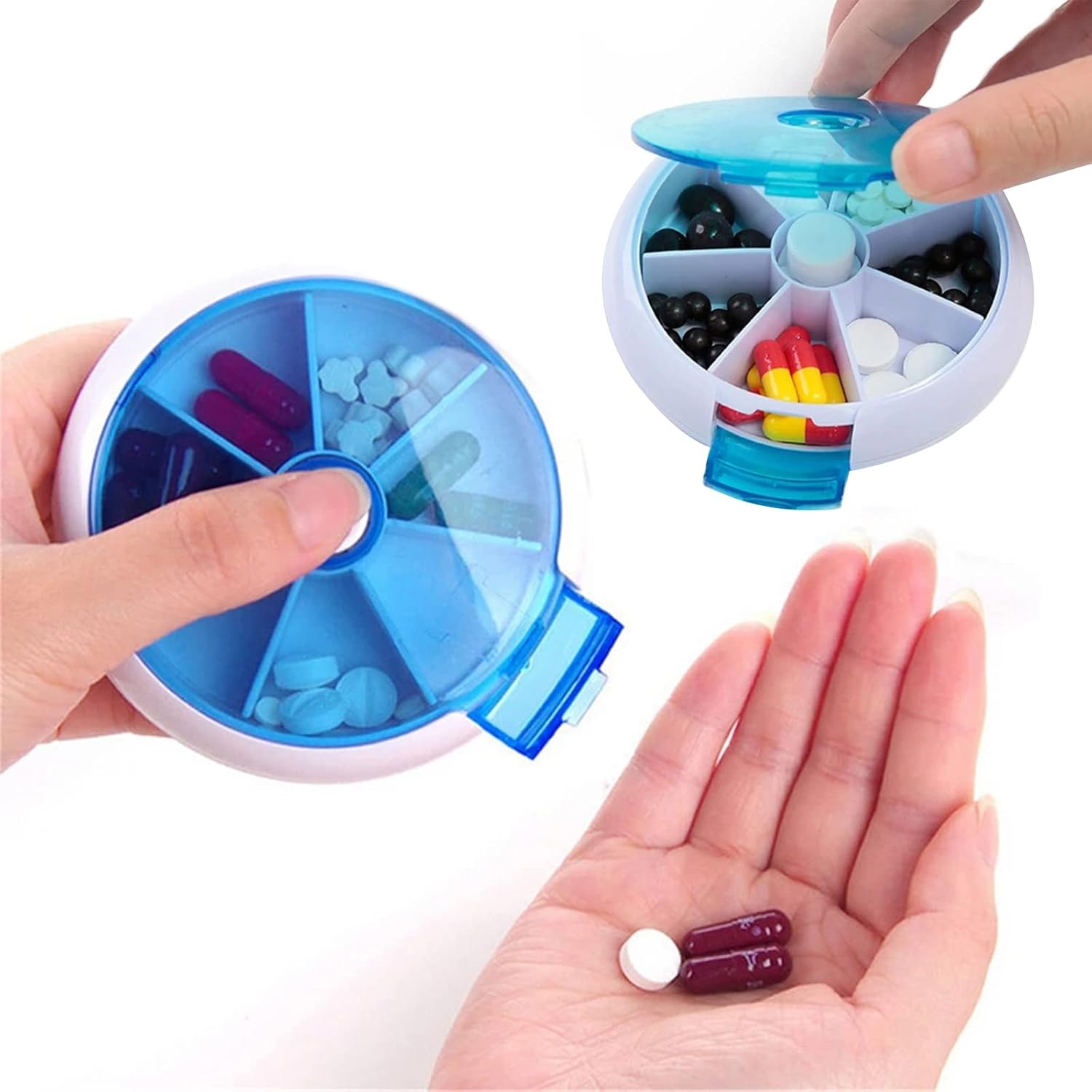 Rund Medikamentenbox,Pillendose Tragbare,Tragbare 7 Tage Pillendose ...