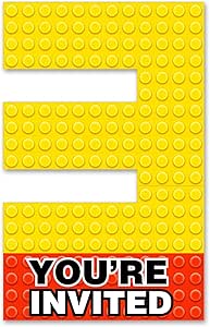 Amazon.com : Building Blocks 3rd Birthday Party Invitations Glitter ...