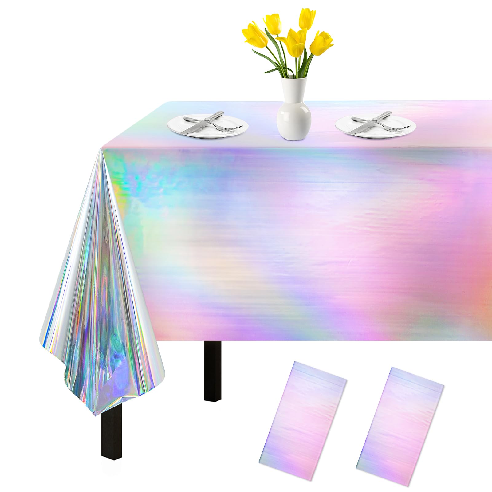 Amazon.com: 2 Pack Iridescent Tablecloth, 54" x 108" Birthday Party ...
