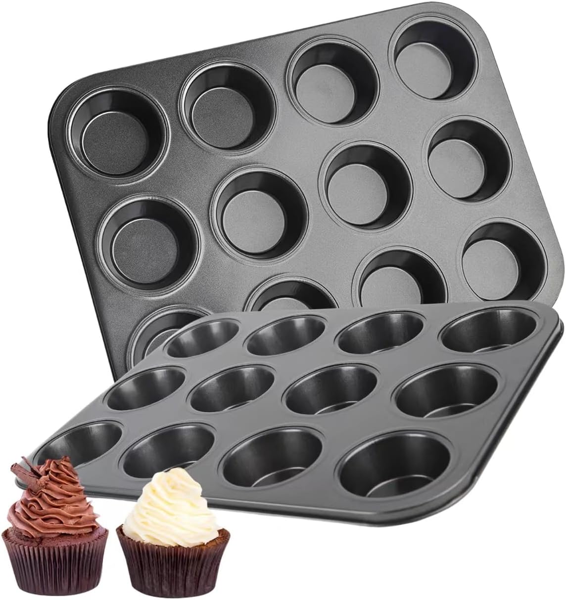 Amazon.com: Doubay 12 Cup Muffin Pan - Nonstick Muffin Tins & Cupcake ...