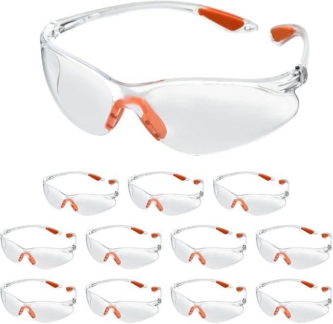 FOCCTS Safety Glasses Pack of 12, Clear Safety Goggles for Men Women ...