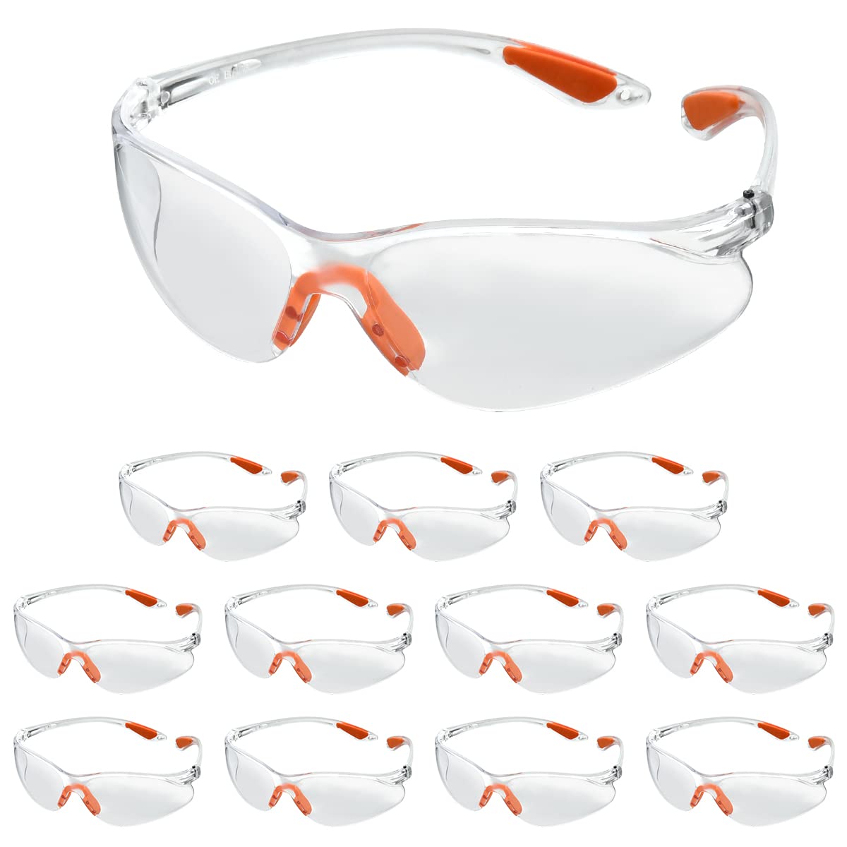 FOCCTS Safety Glasses Pack of 12, Clear Safety Goggles for Men Women ...