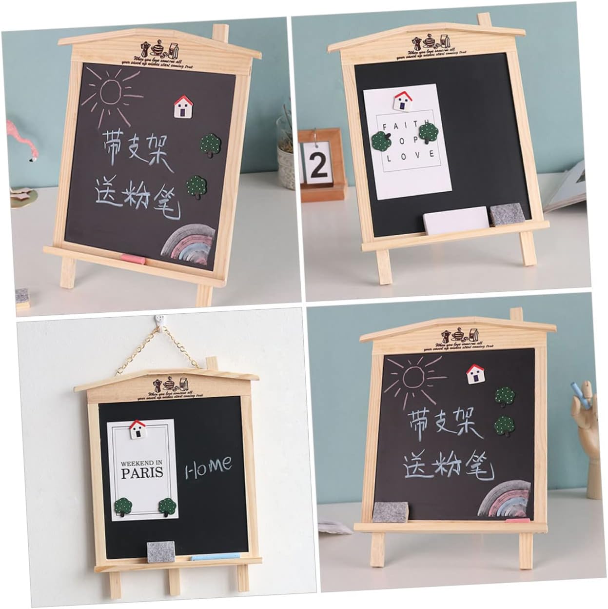 NUOBESTY 3 Sets Little House Chalkboard Magnetic Chalkboard Mini Chalk Board Wooden Sign ...