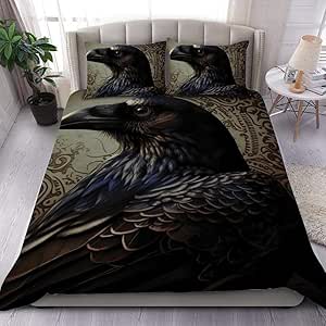 Amazon.com: Raven Bedding Set Queen - Raven Comforter Set Black Raven ...
