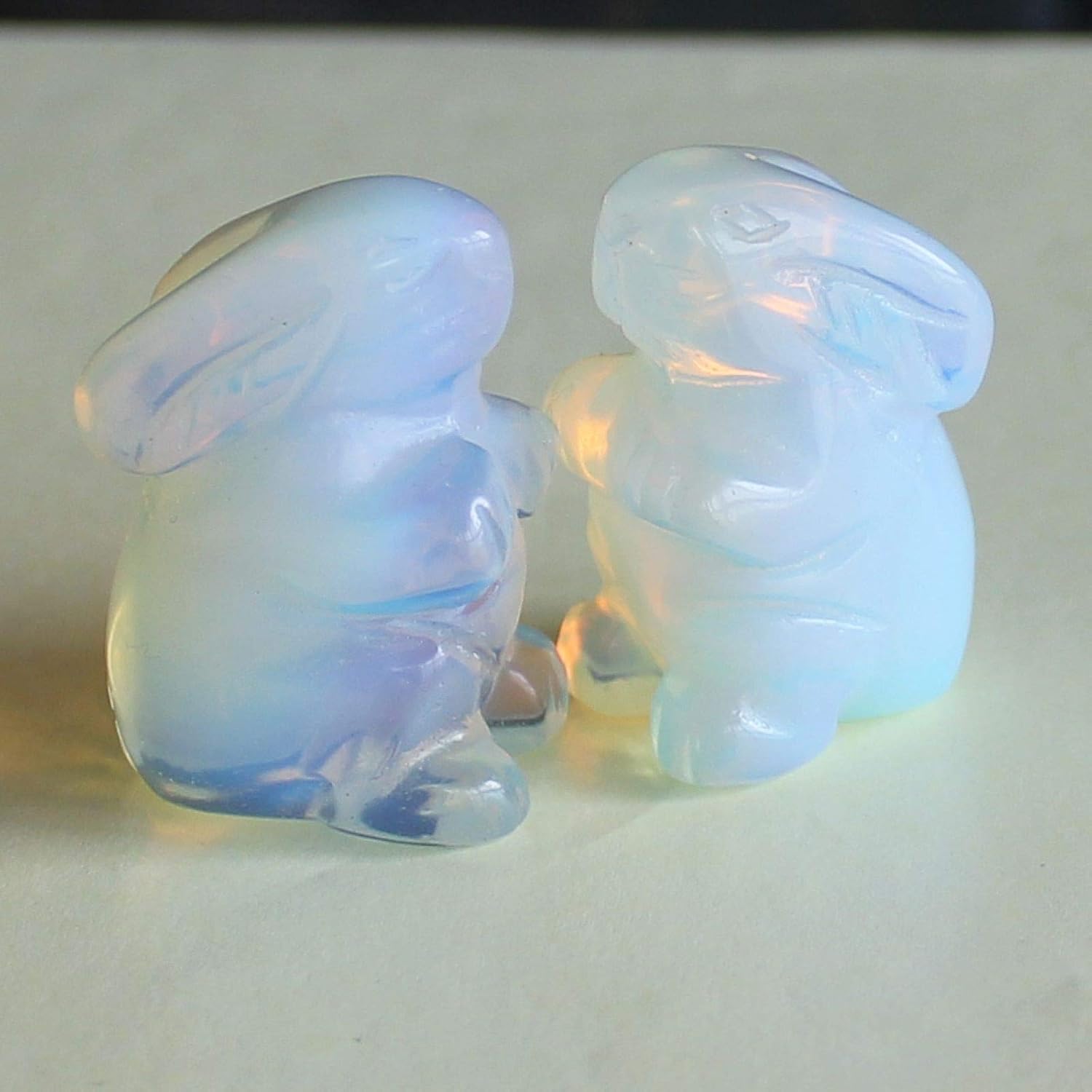 Amazon.com: 2pcs (Pair Mini Hand Carved Mixed Gemstone Crystal Rabbit ...