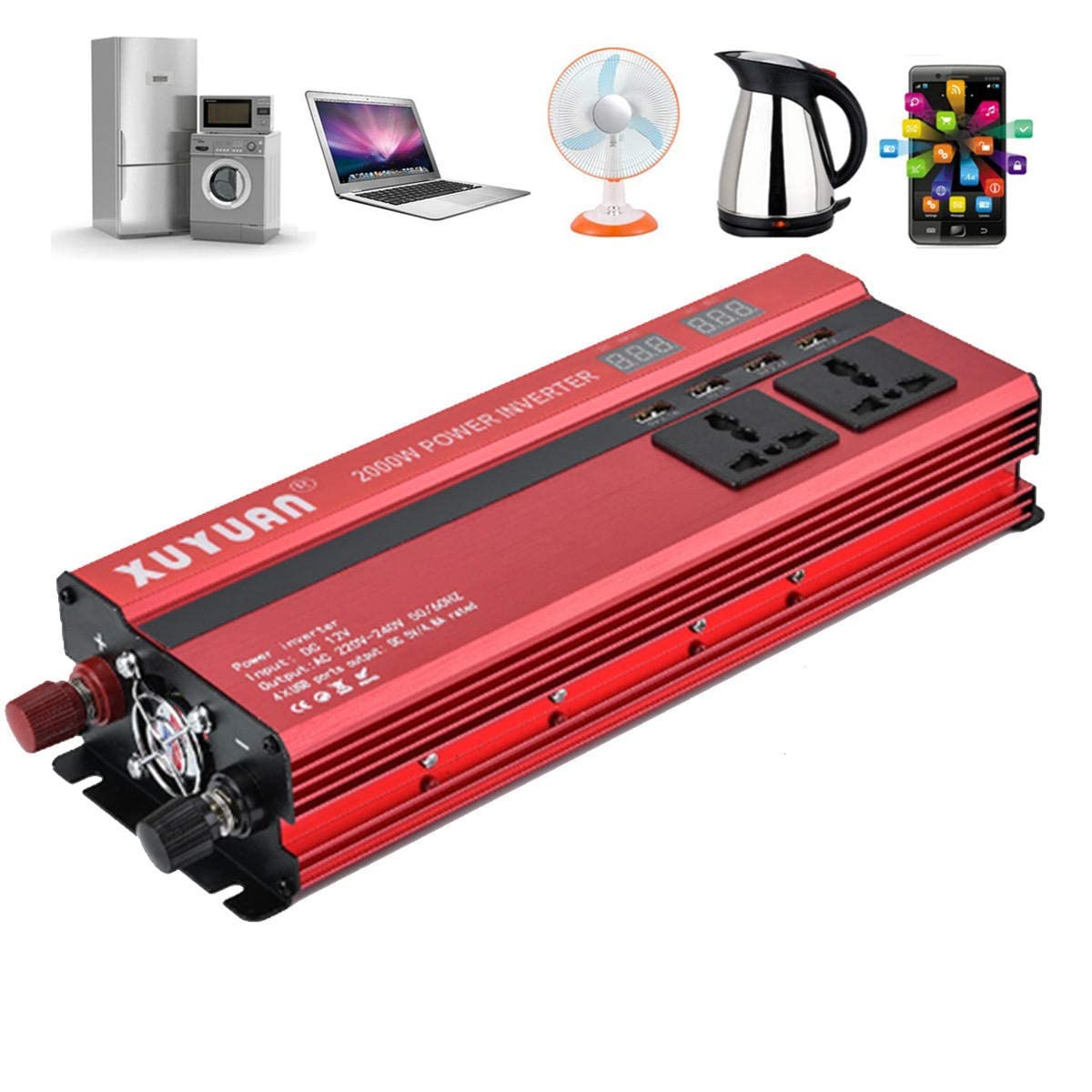 Ubersweet® Xuyuan 2000W Car Led Power Inverter Converter Dc 12V to Ac ...