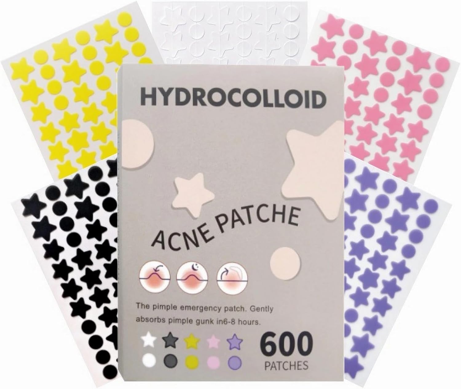 Parches Para Acne, Pimple Patch Hidrocoloide Con Estrellas Para Granos ...