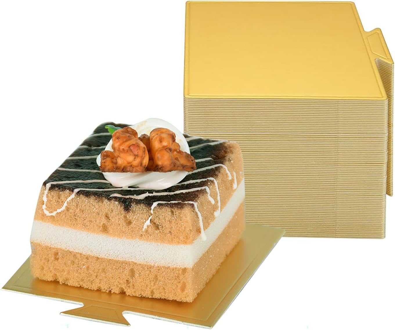 Amazon.com: Mini Gold Foil Cake Boards, Square Dessert Display (3.5 in ...