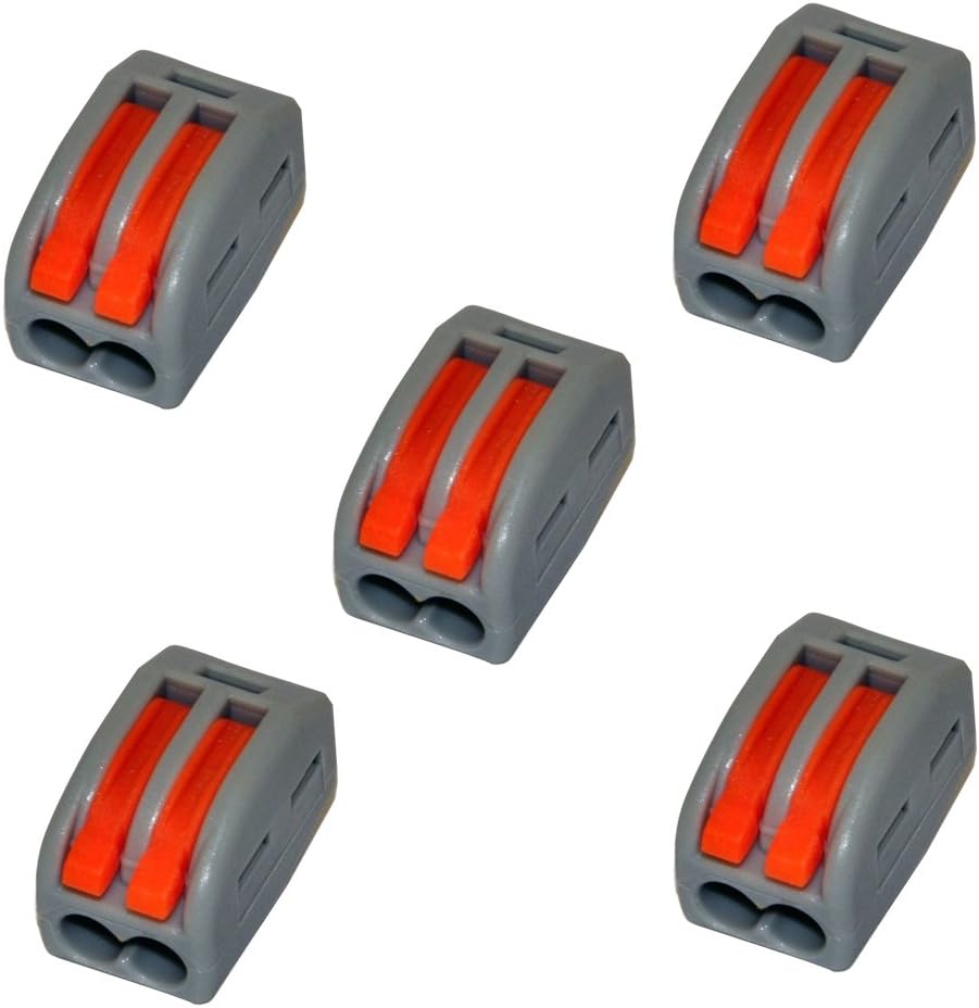 2 Way Wire Connector Reusable Spring Lever 100 Terminal Block Electric ...