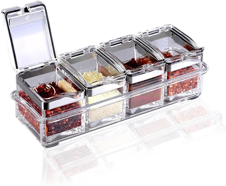 Amazon.com: TOAO 4 Piece Separable Acrylic Spice Rack Jars & Rack ...