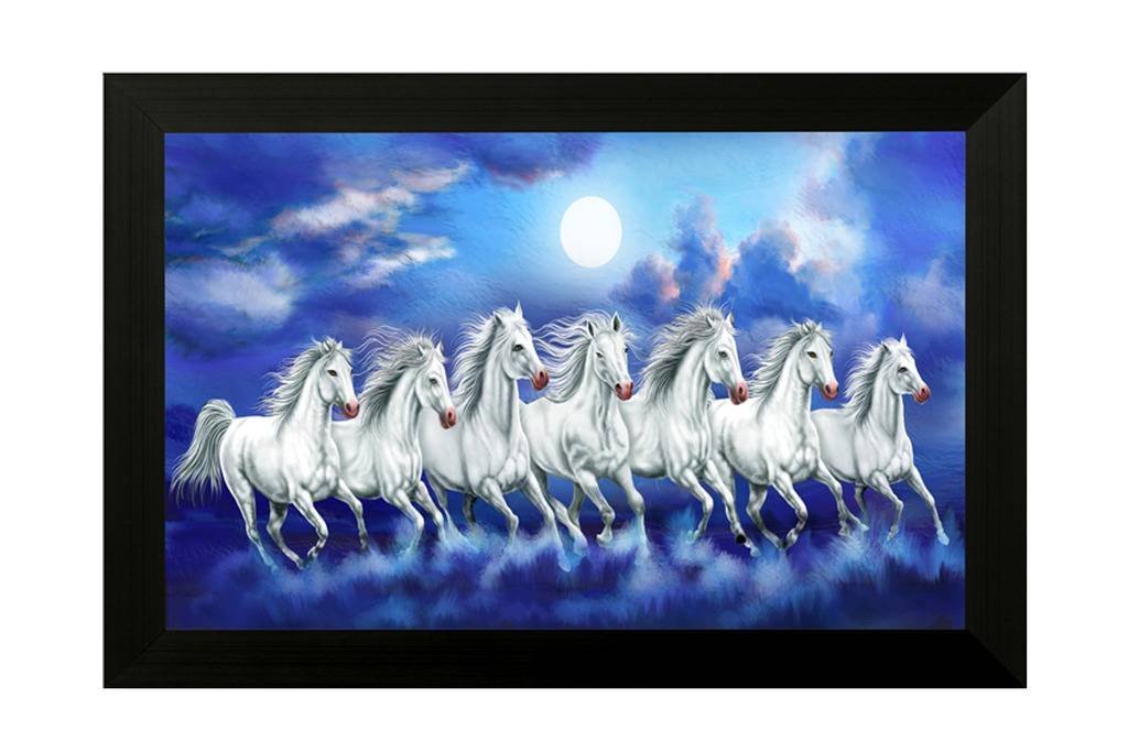 SAF paintings 7 Running Horse Vastu UV Textured Home Decorative Gift ...
