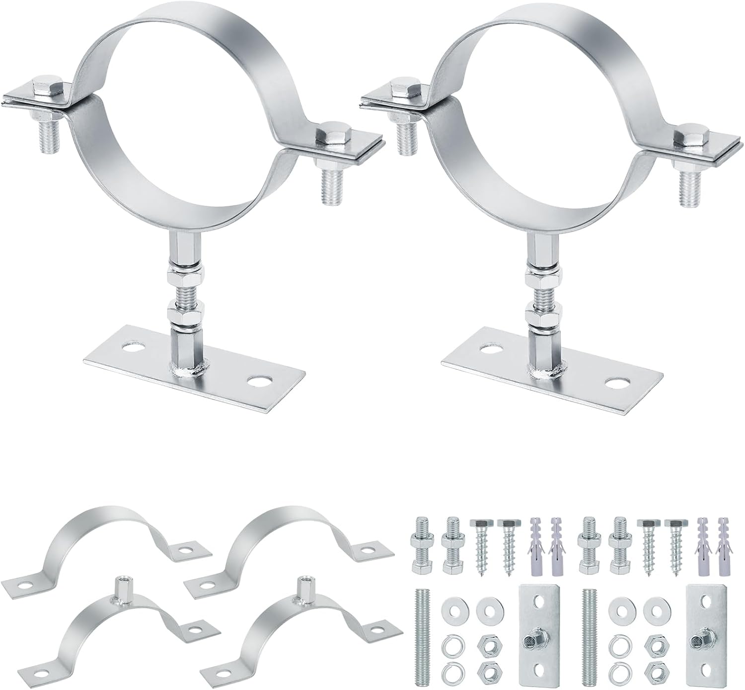 2 Pcs Round Gas Vent Pipe Strap Galvanized Extension Split Ring Pipe ...