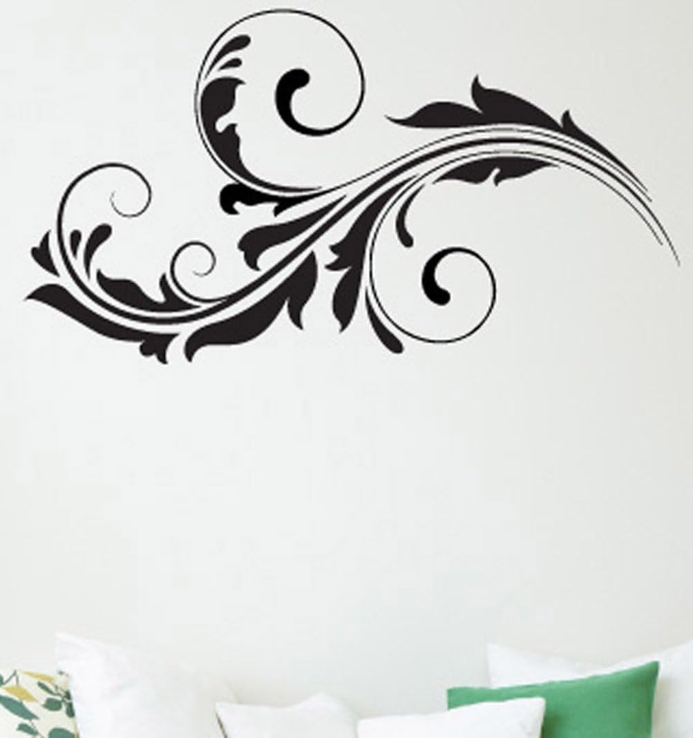 Amazon.com: Floral Swirl Wall Decals Stickers ID001, Black, 72 Inches ...
