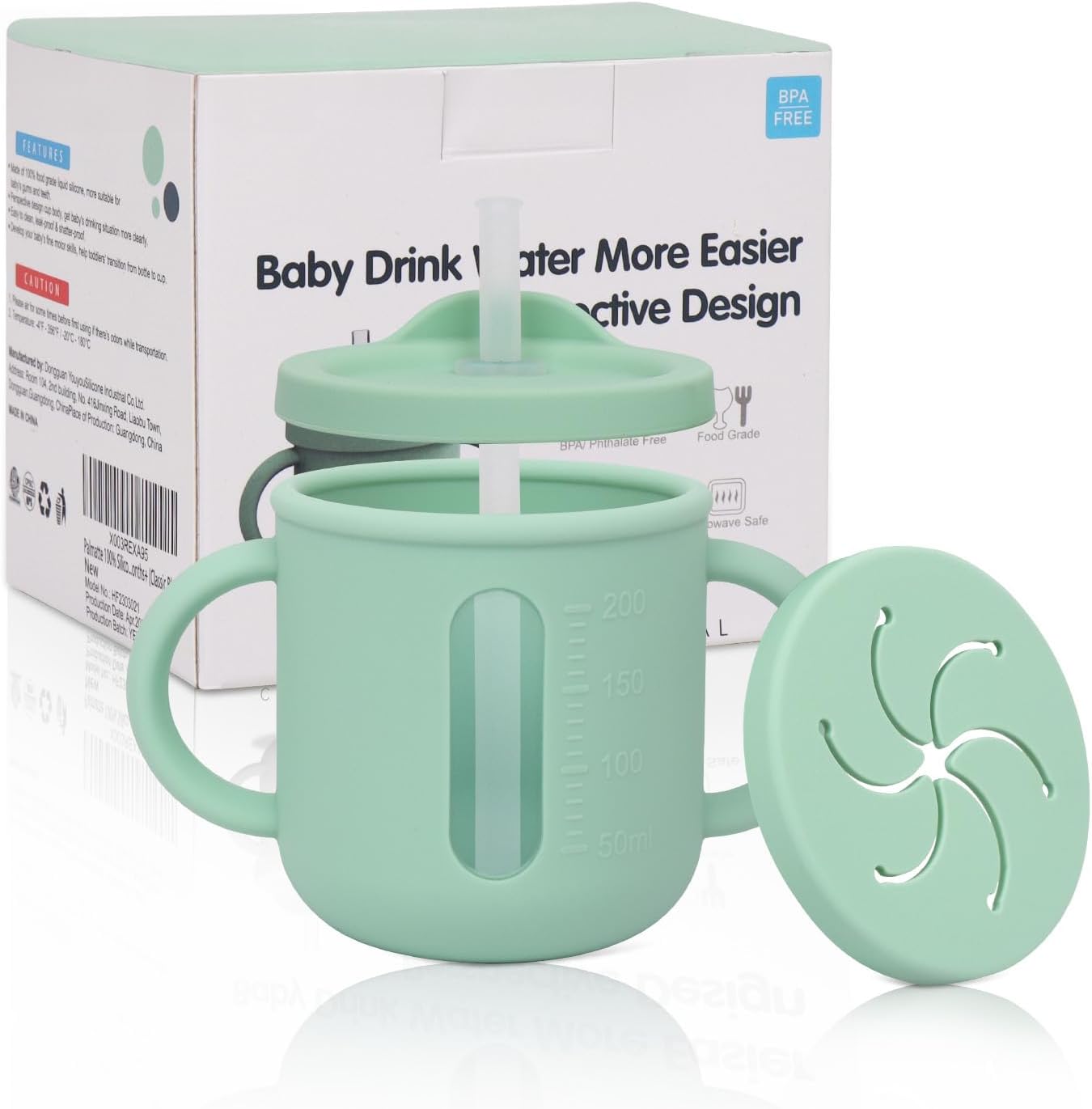 Amazon.com : Miniguysa 200ml Silicone Sippy Cup with Straw for Baby 6 ...