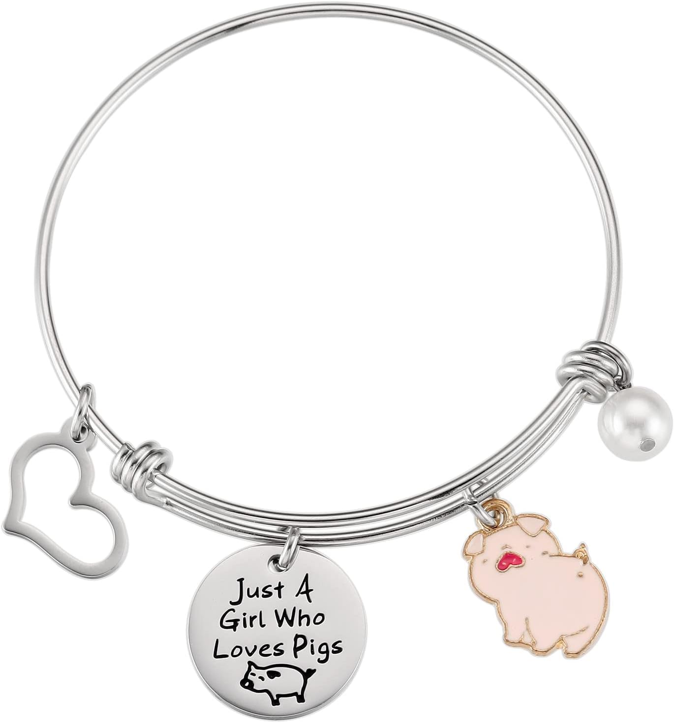 Amazon.com: Pig Lover Gifts For Women Bracelet Adults Just A Girl Who ...